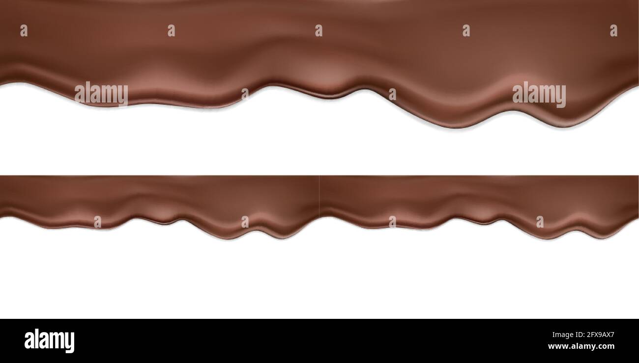 Seamless vector horizontal realistic dark or milk chocolate with drip ...