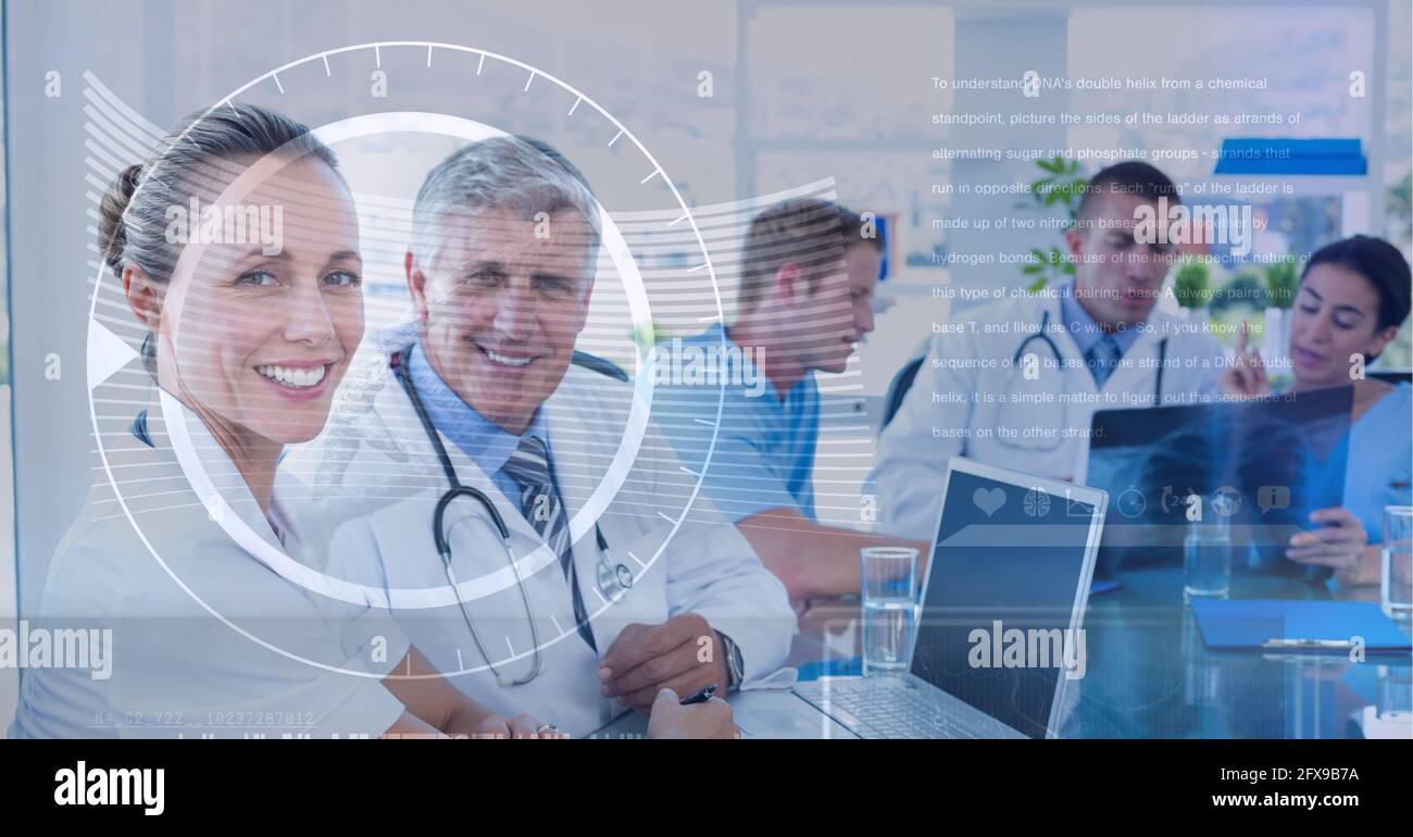 Composition of medical data processing over smiling male and female ...