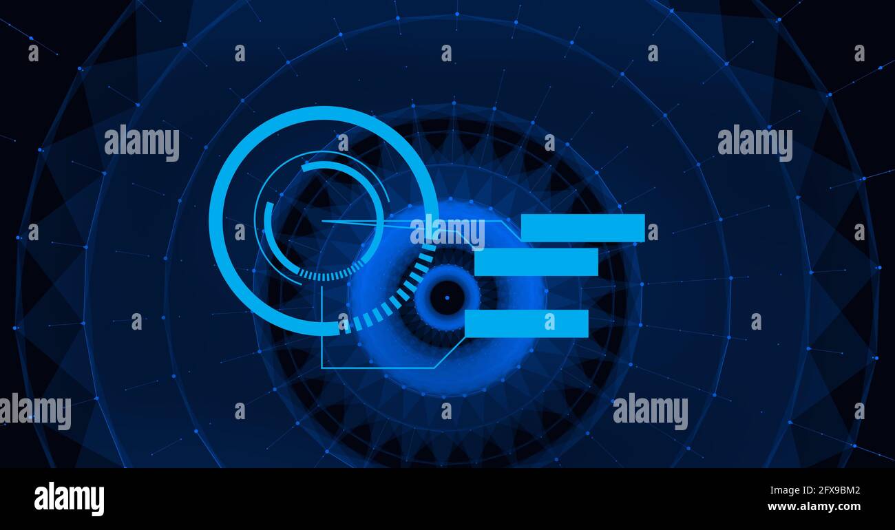 Composition of blue scope scanning over blue circles Stock Photo - Alamy