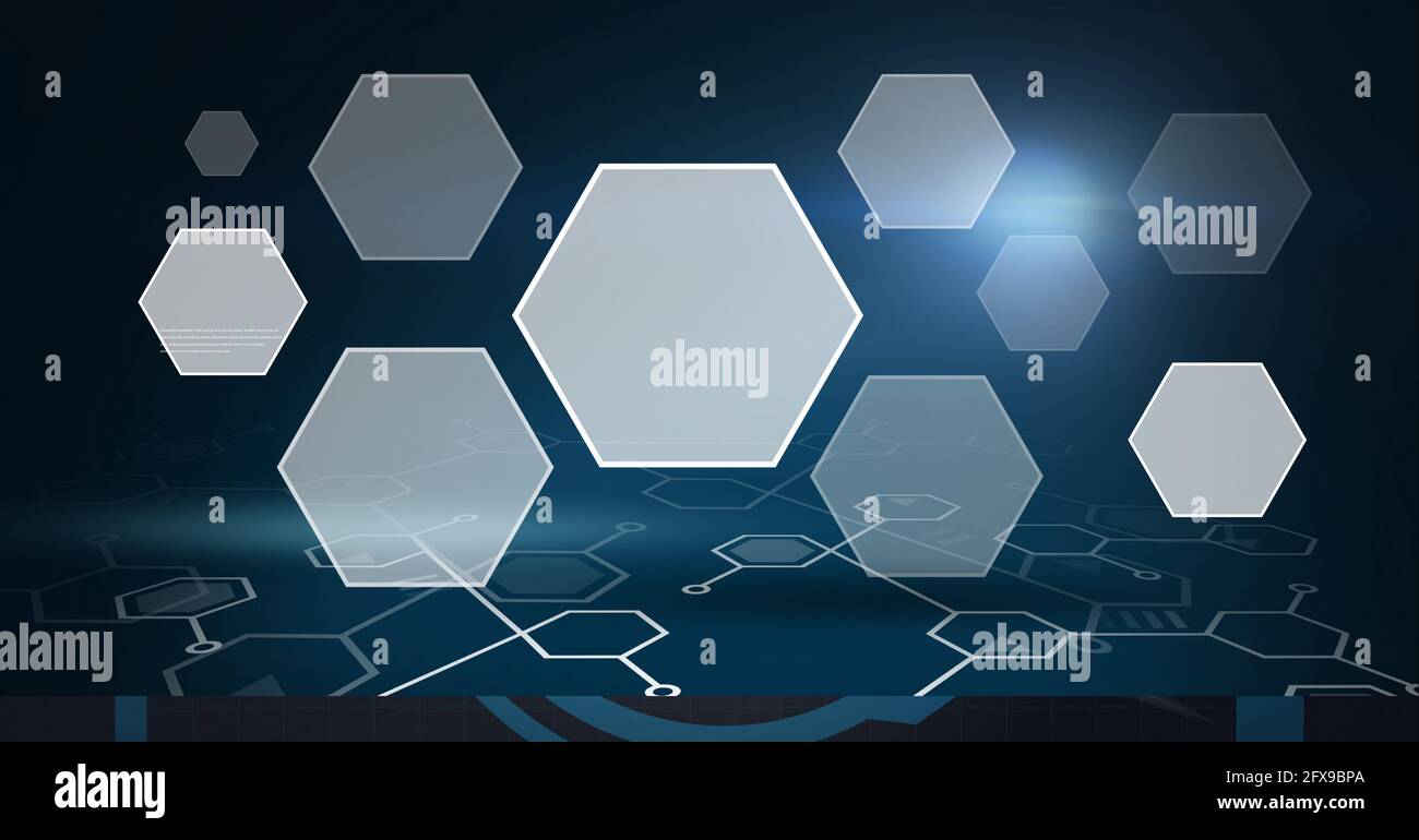 Composition of network of hexagons and chemical compound structures ...
