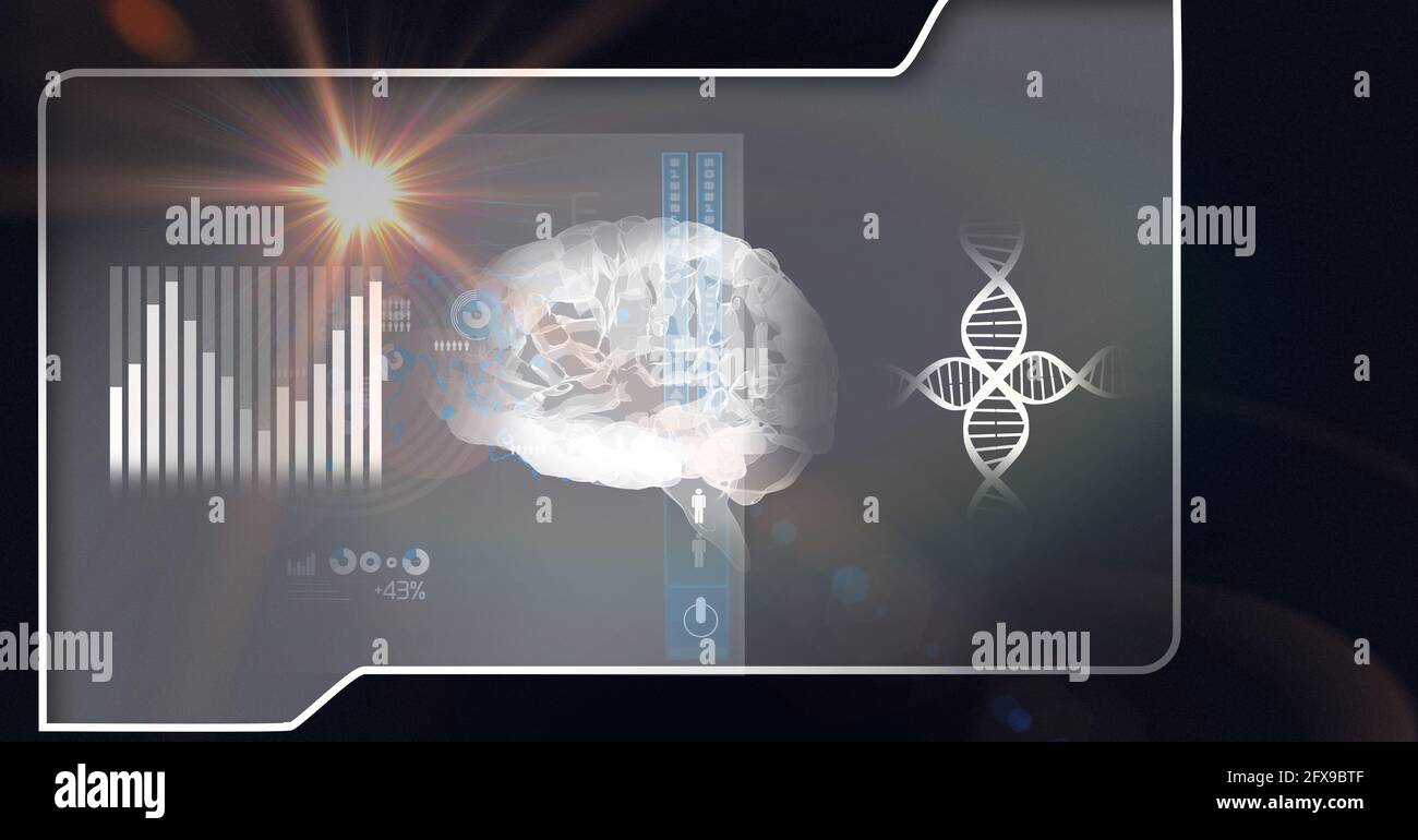 Composition of human brain, dna strand and scientific data processing ...