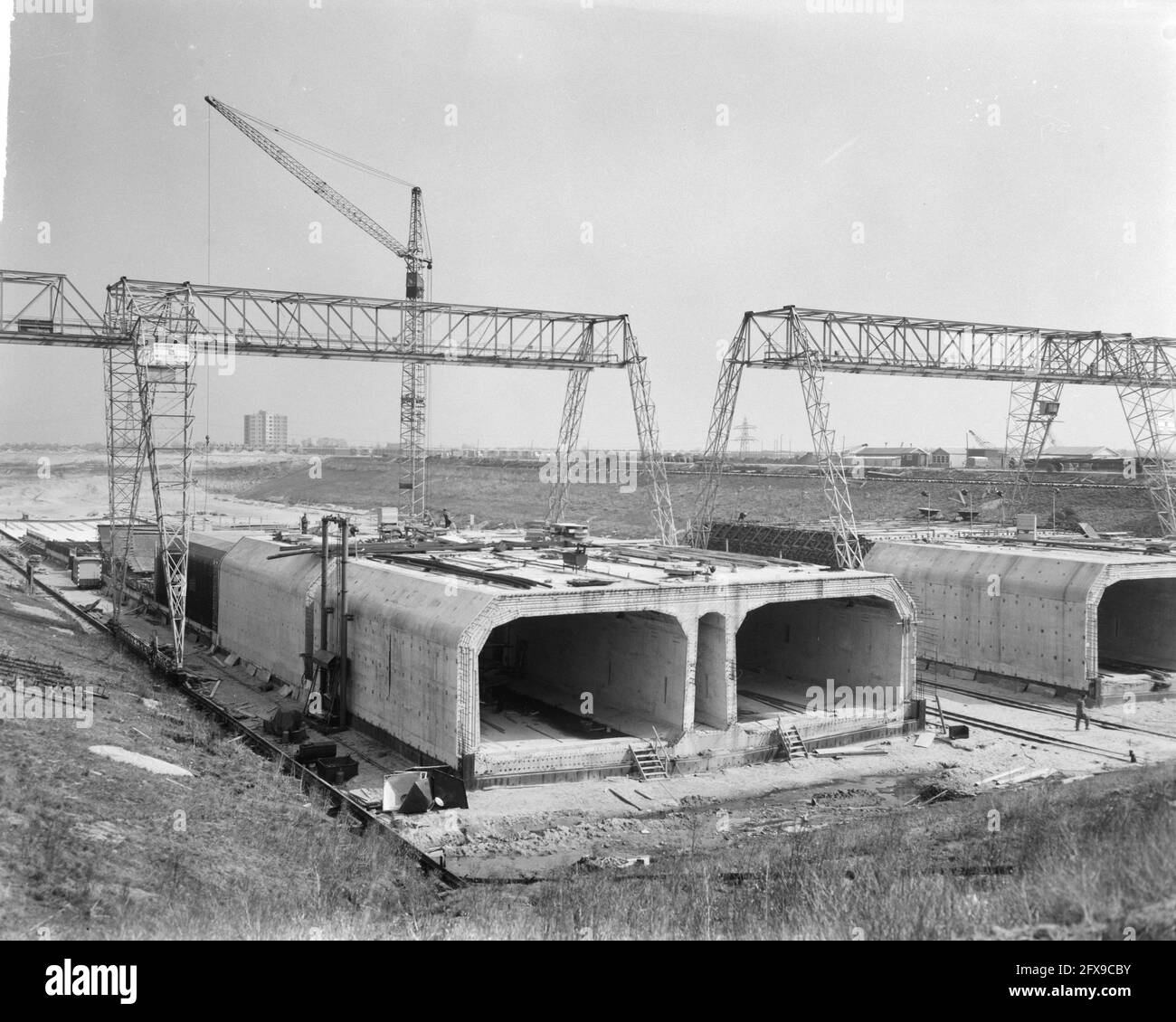 Construction caisson for Coentunnel in Amsterdam-North. Overview IJ ...