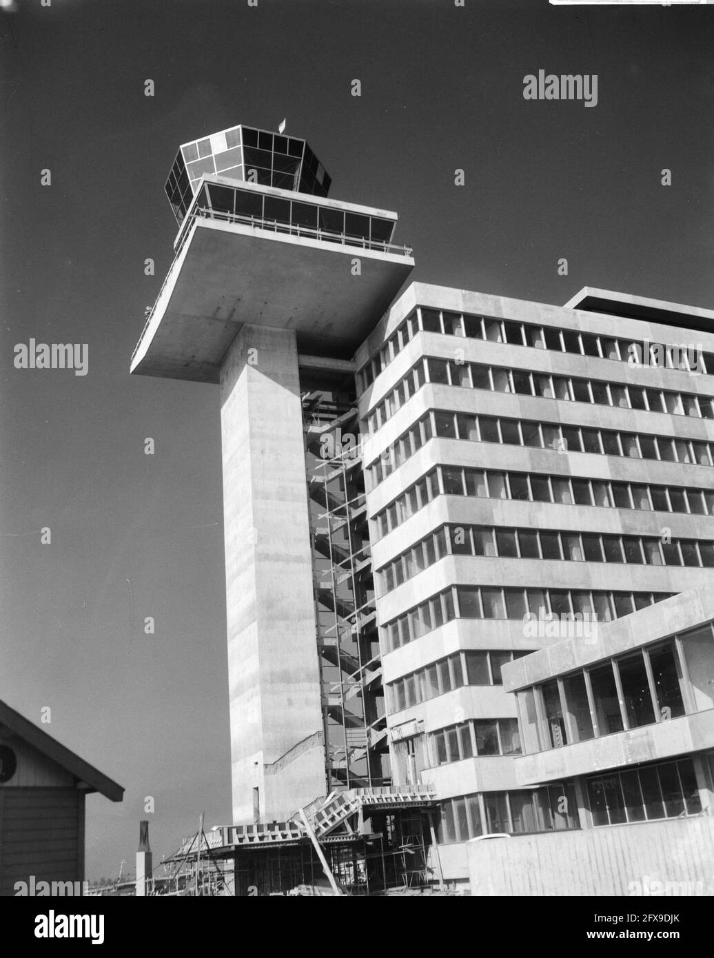 Construction of new area at Schiphol, upper part of control tower ...