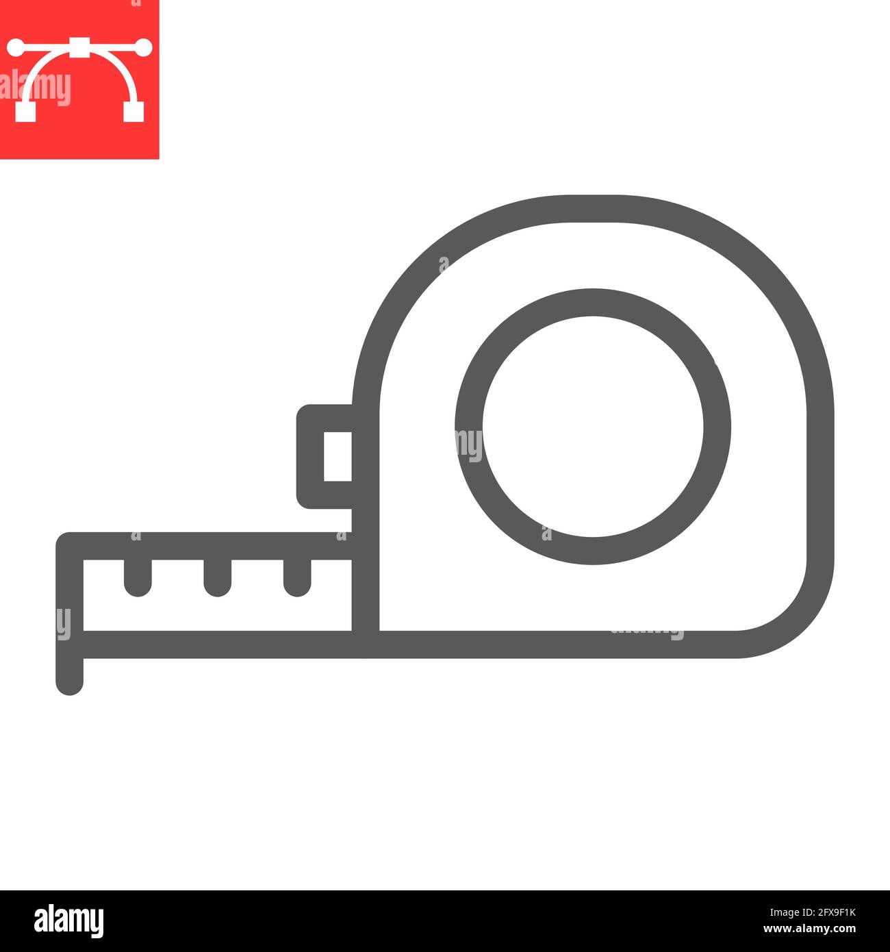 Tape measure line icon, tool and repair, measuring tape vector icon ...
