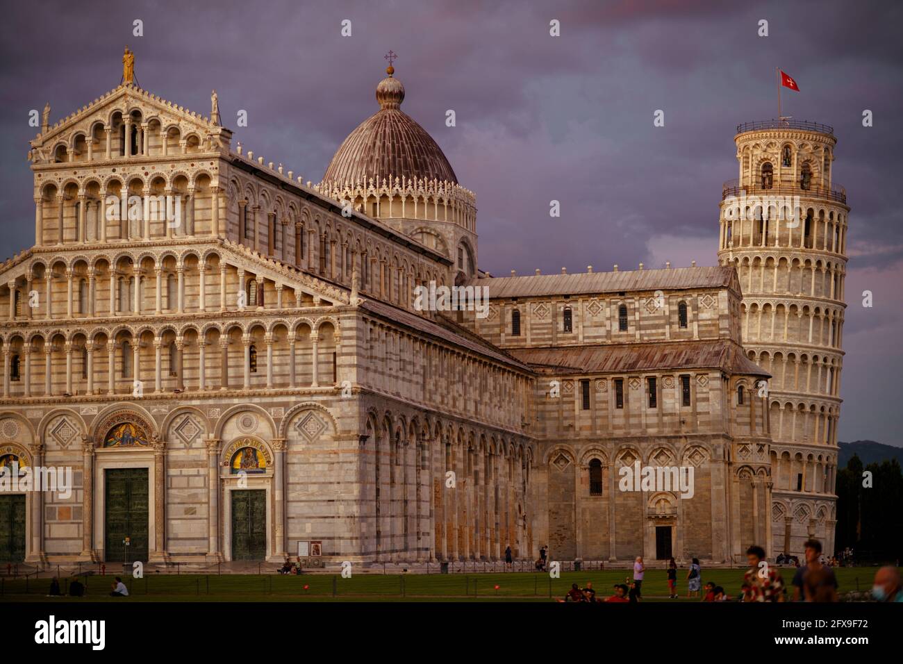 PISA - August, 4, 2020: landscape with Leaning Tower and Cattedrale di ...