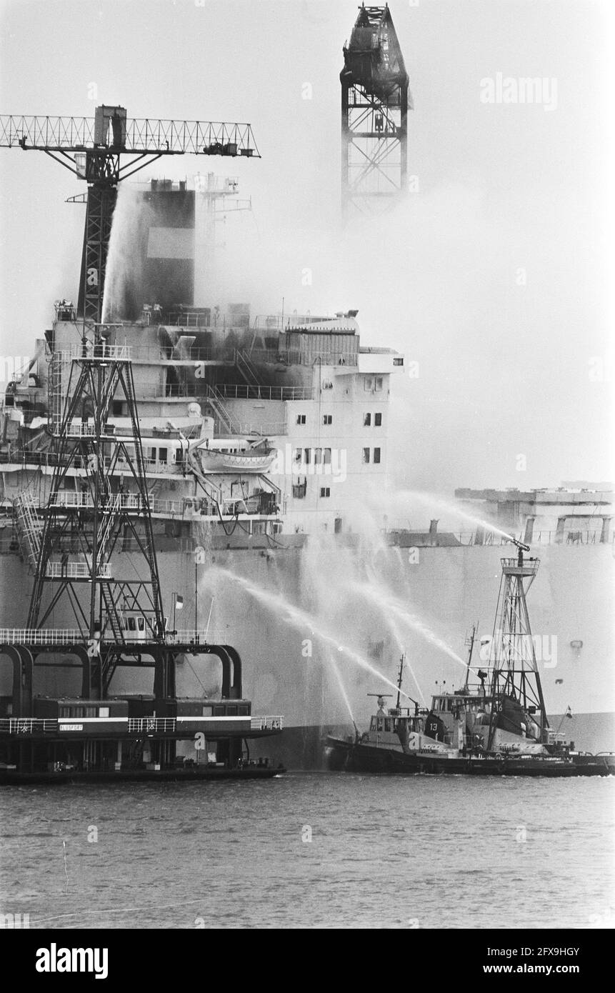 Fire in new container ship Nedlloyd Hoorn in Botlek, Rotterdam, January ...