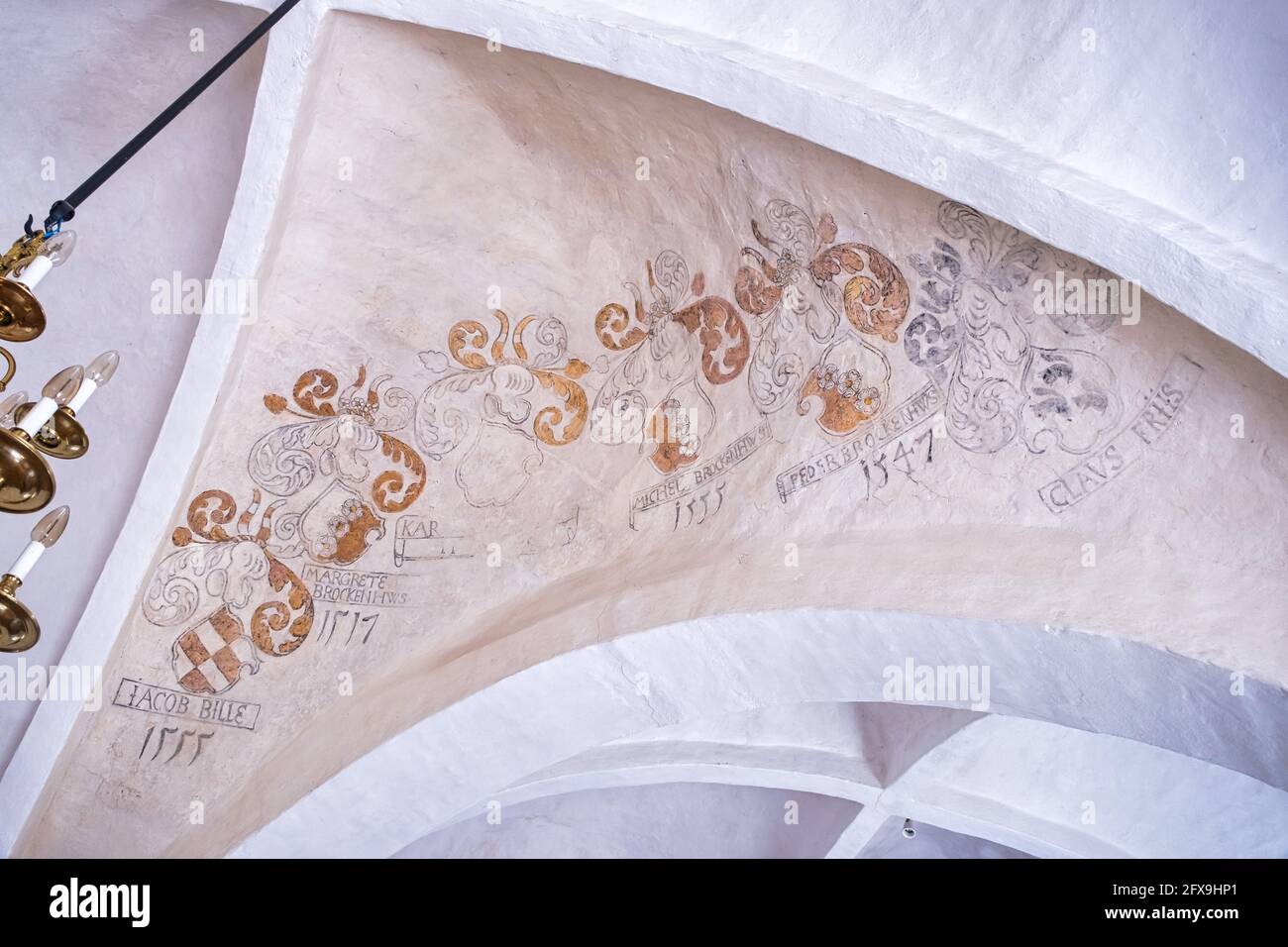 Traditional medieval Danish church in Noerre Lyndelse on Funen, Denmark ...