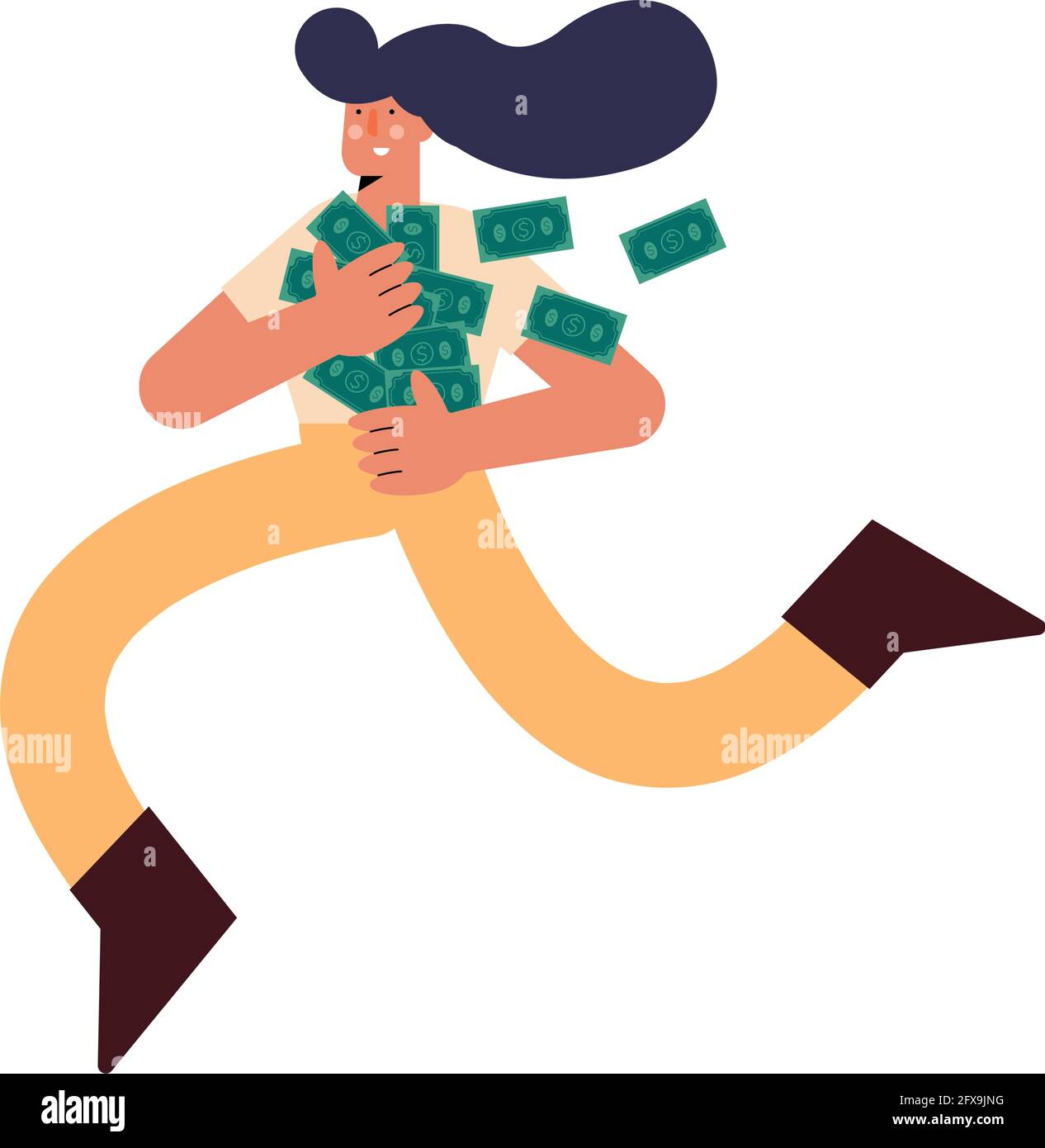 Woman running bills money hi-res stock photography and images - Alamy