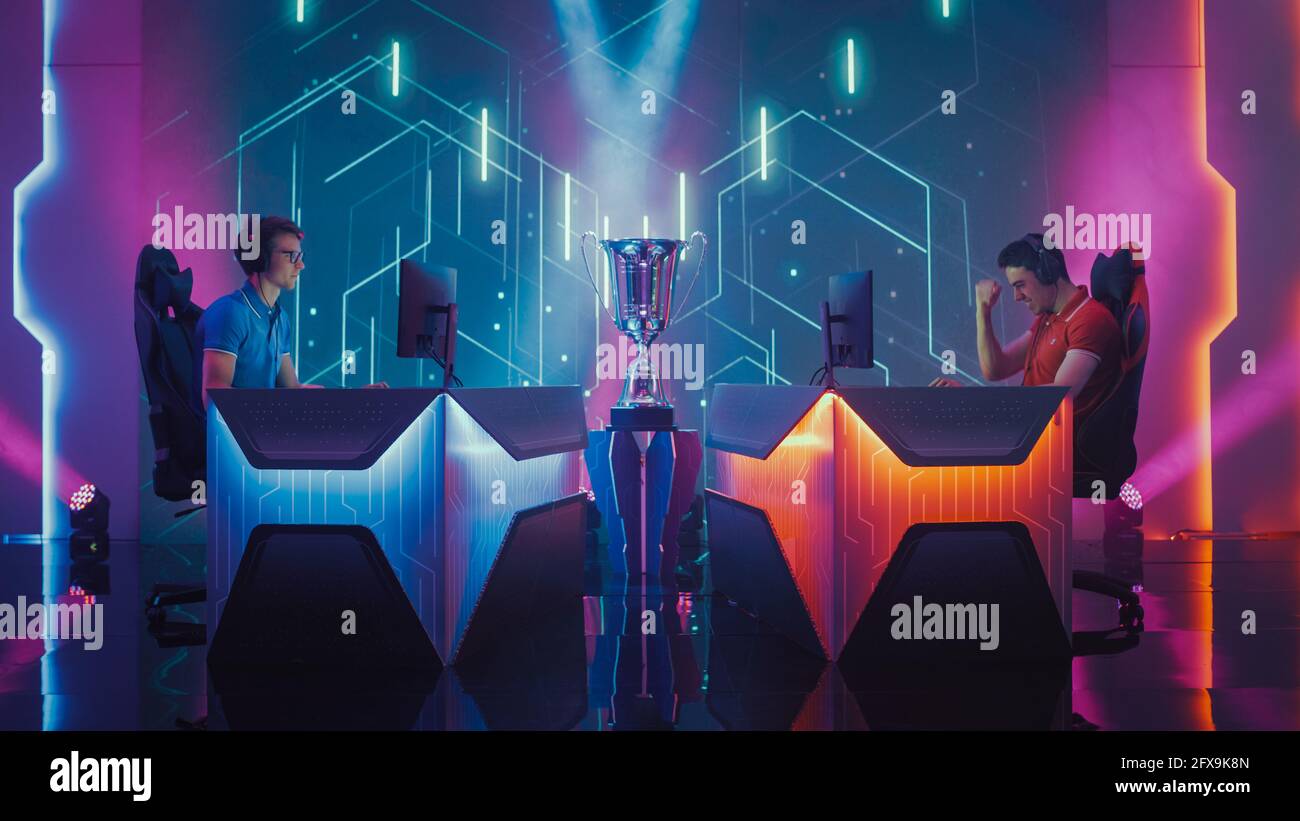 Two Professional Esport Gamers Competition in a Video Game on a ...