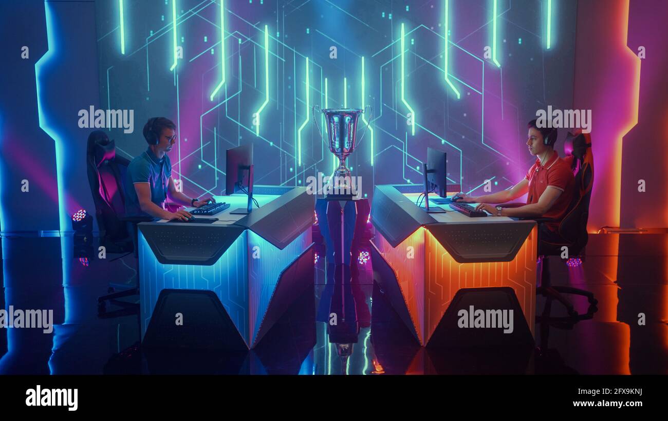 Two Professional Esport Gamers Using Controllers Playing Console Video ...