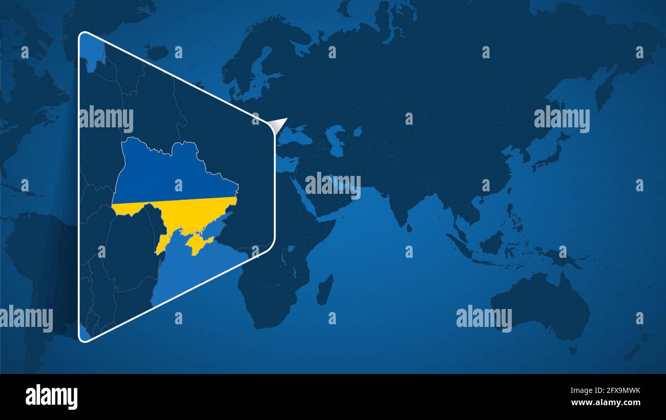 Location of Ukraine on the World Map with Enlarged Map of Ukraine with ...