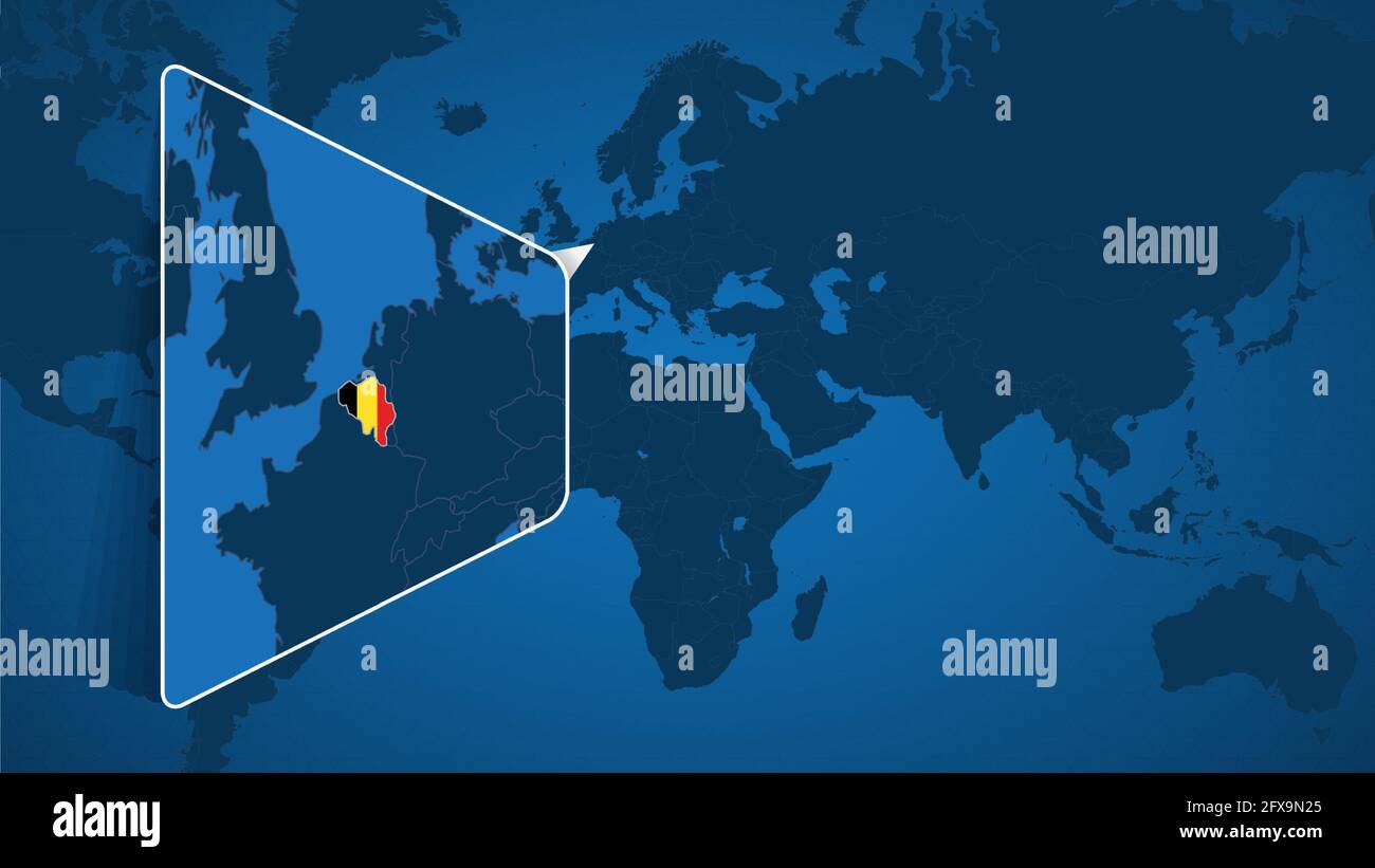 Location of Belgium on the World Map with Enlarged Map of Belgium with ...