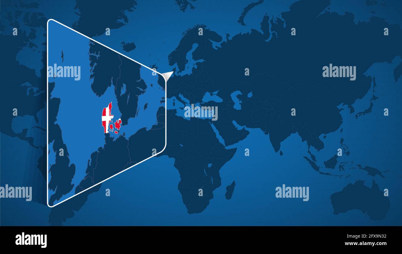Location of Denmark on the World Map with Enlarged Map of Denmark with ...