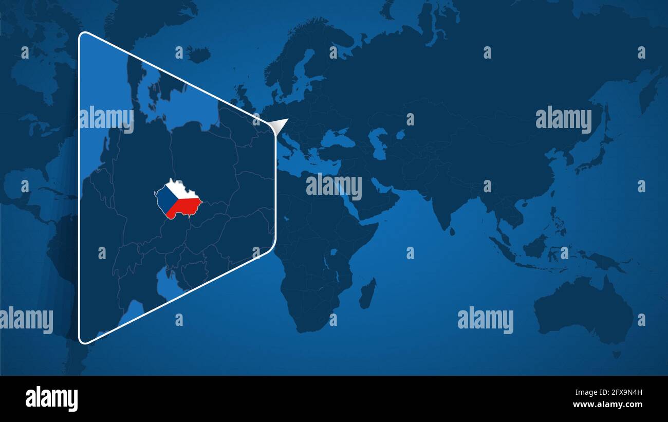 Location of Czech Republic on the World Map with Enlarged Map of Czech ...