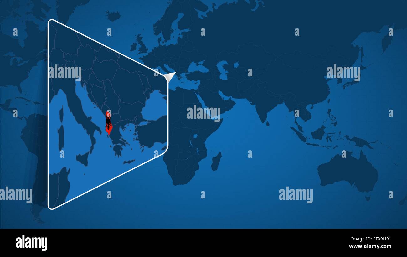 Location of Albania on the World Map with Enlarged Map of Albania with ...