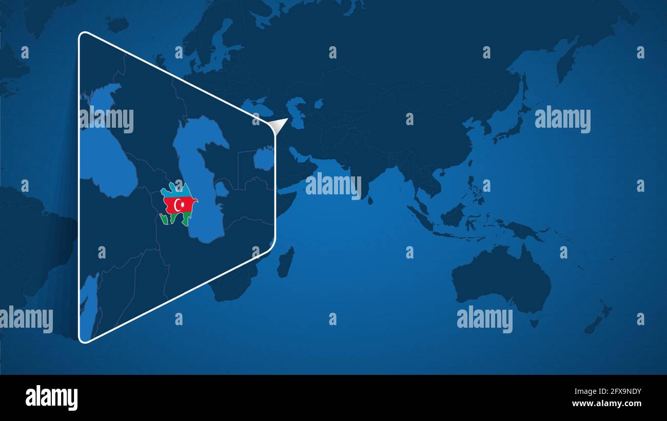 Location of Azerbaijan on the World Map with Enlarged Map of Azerbaijan ...