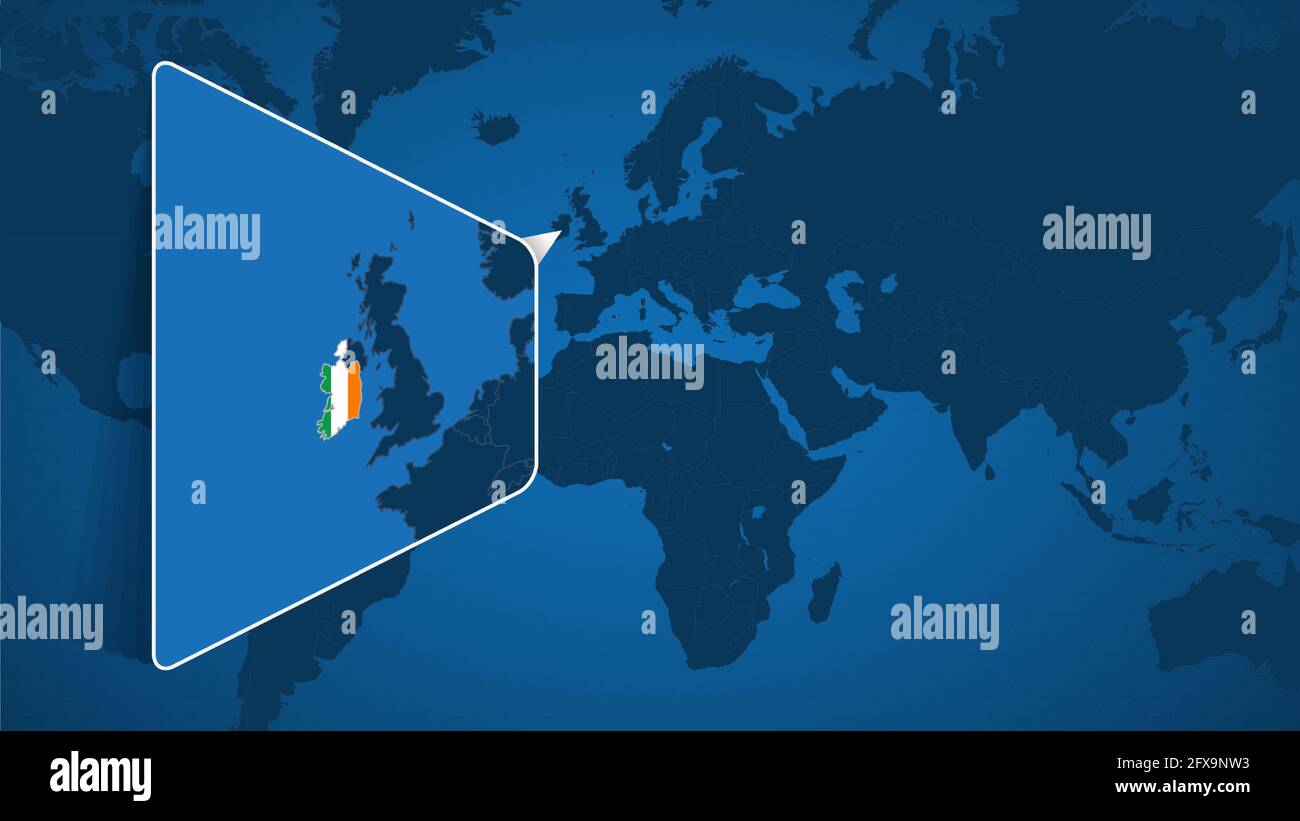 Location of Ireland on the World Map with Enlarged Map of Ireland with ...