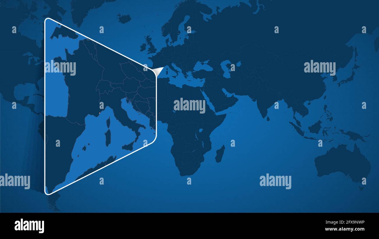 Location of Monaco on the World Map with Enlarged Map of Monaco with ...