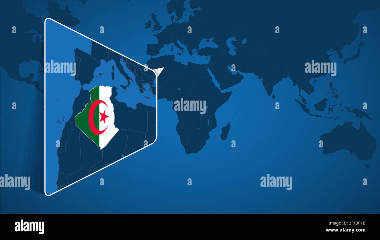 Location of Algeria on the World Map with Enlarged Map of Algeria with ...