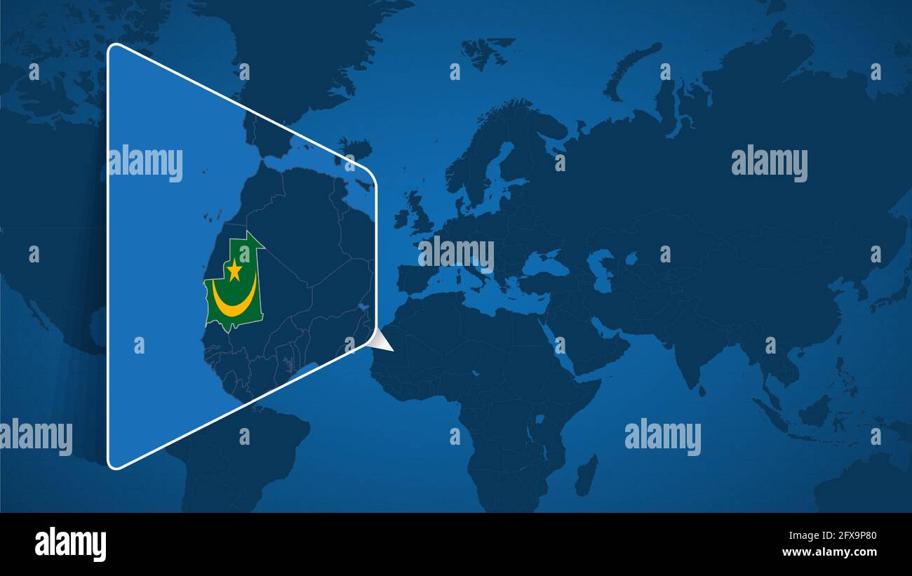 Location of Mauritania on the World Map with Enlarged Map of Mauritania ...