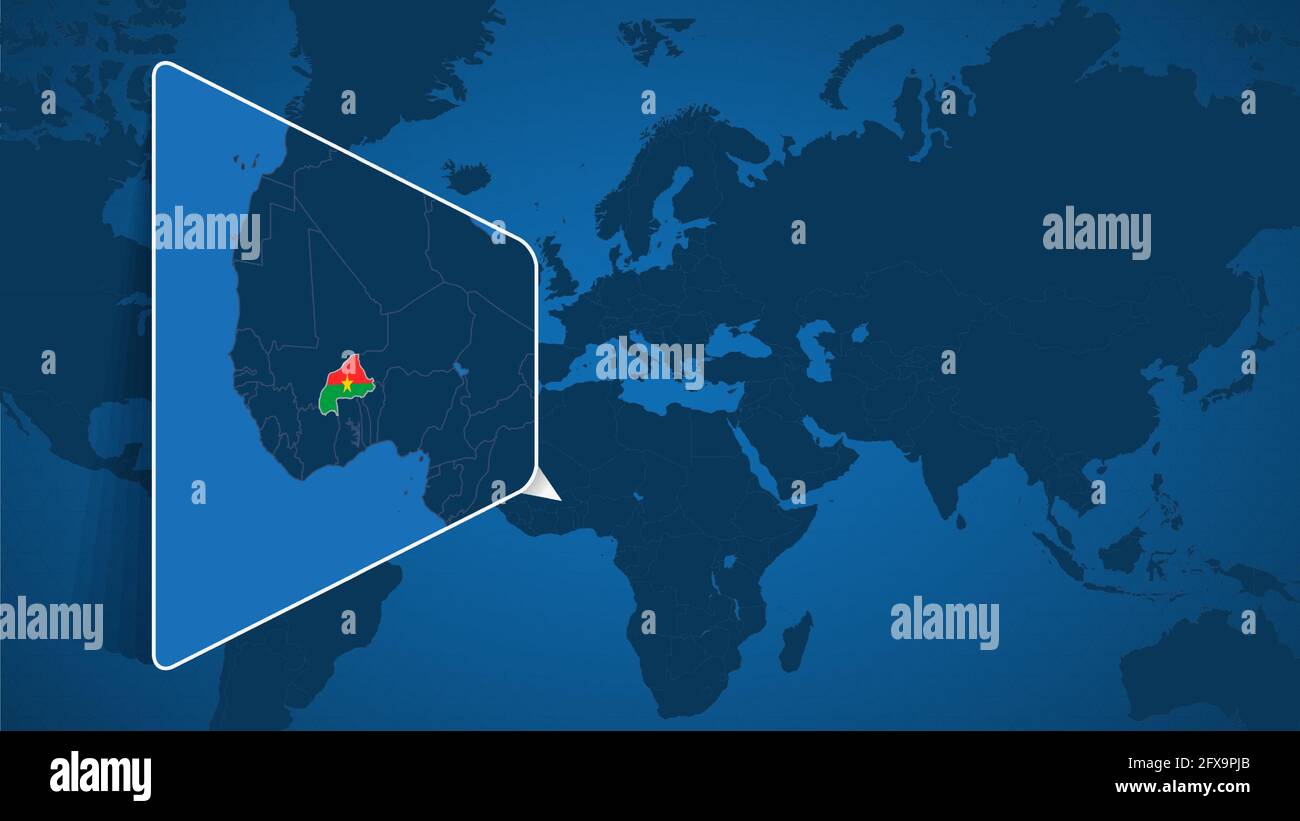 Location of Burkina Faso on the World Map with Enlarged Map of Burkina ...