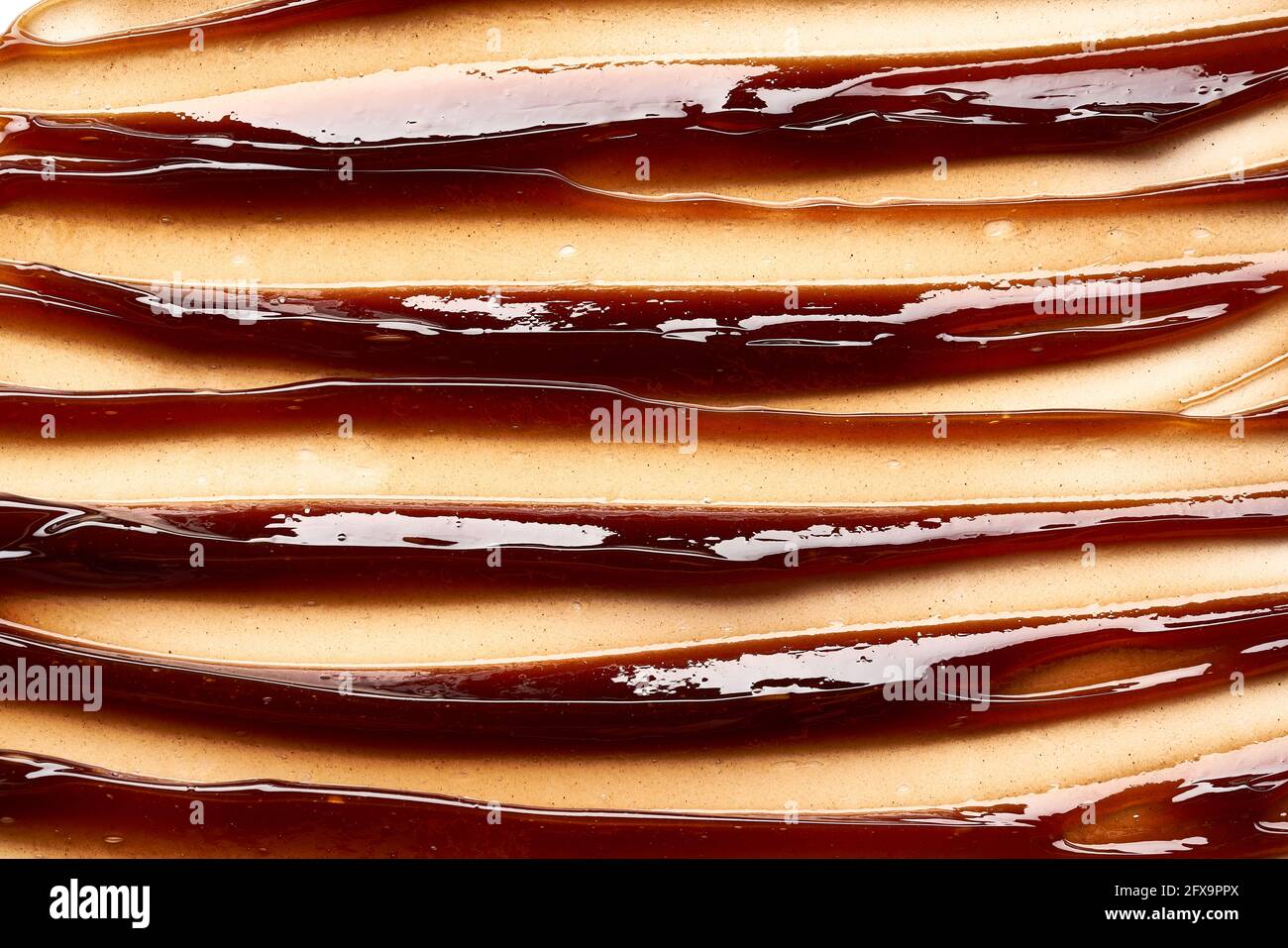 Chocolate colored gel smear and texture. Cosmetic gel or caramel syrup ...
