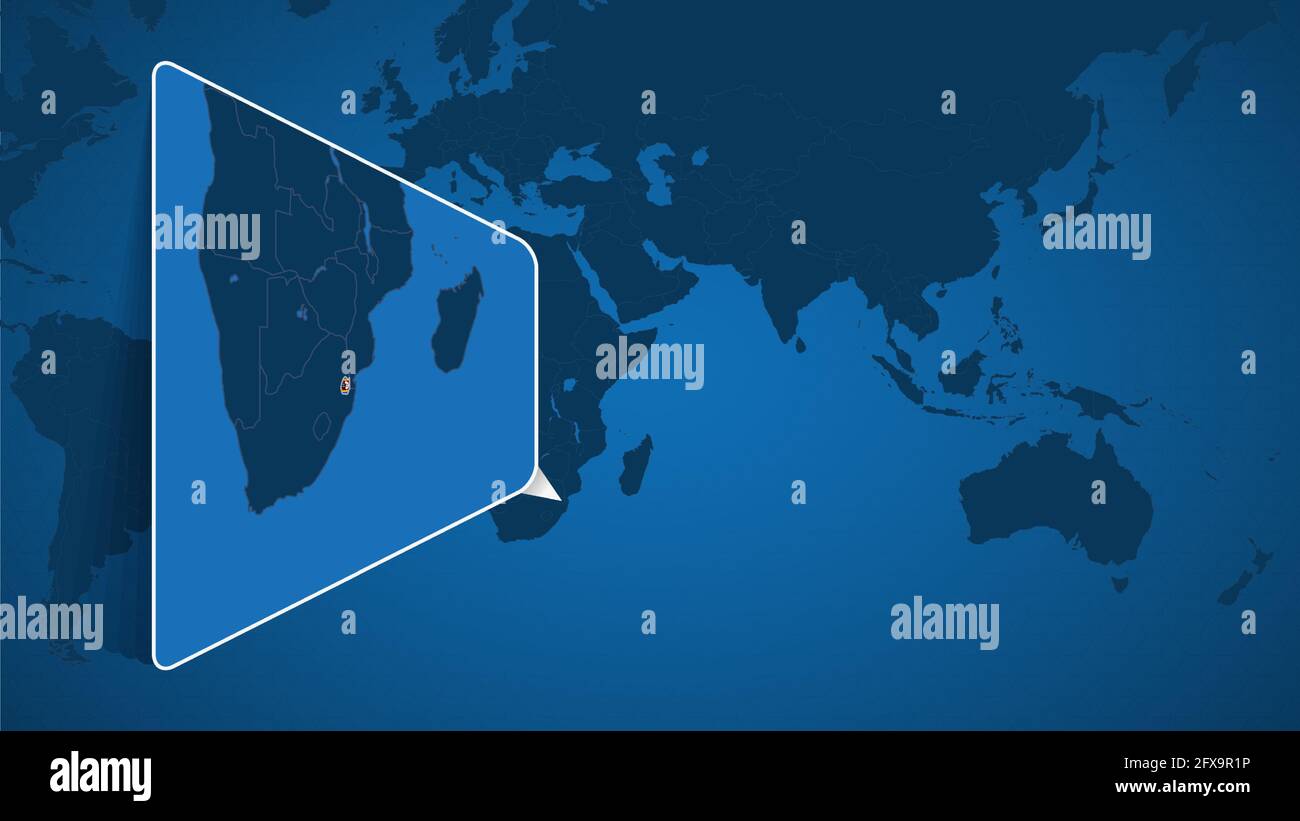 Location of Swaziland on the World Map with Enlarged Map of Swaziland ...