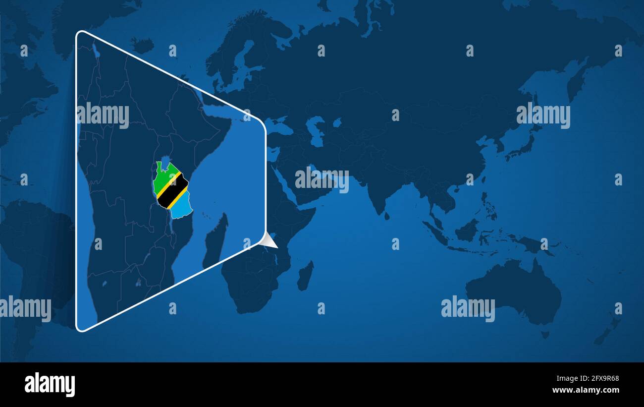 Location of Tanzania on the World Map with Enlarged Map of Tanzania ...