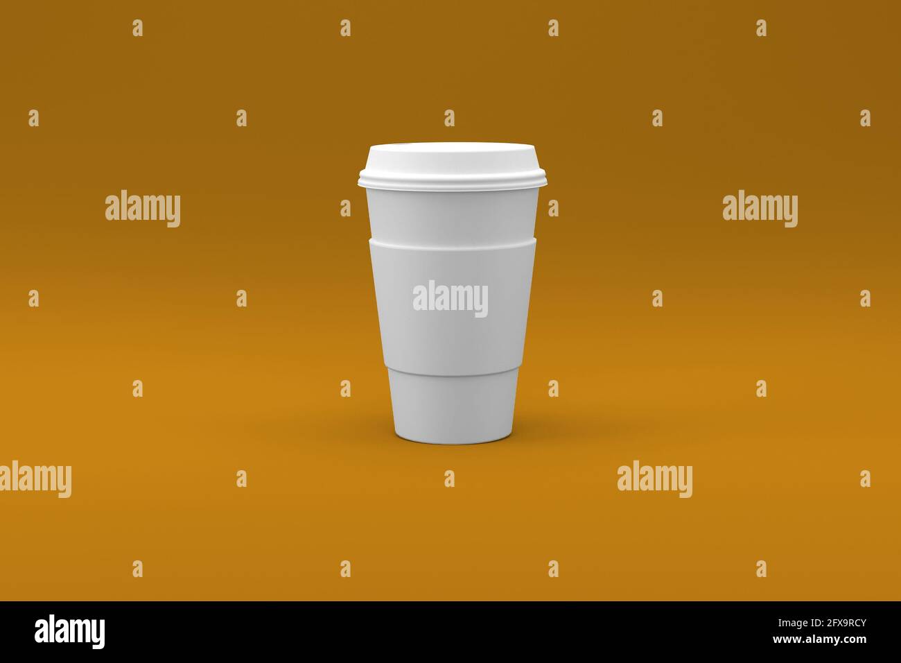 Plain white Coffee cup isolated on colored background. 3D illustration ...