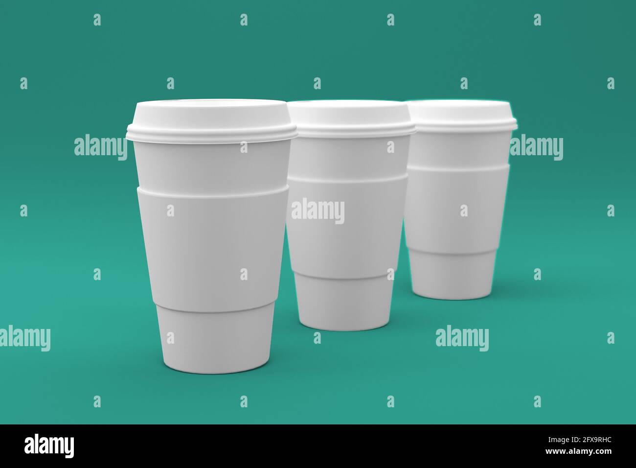 Plain white Coffee cup isolated on colored background. 3D illustration ...