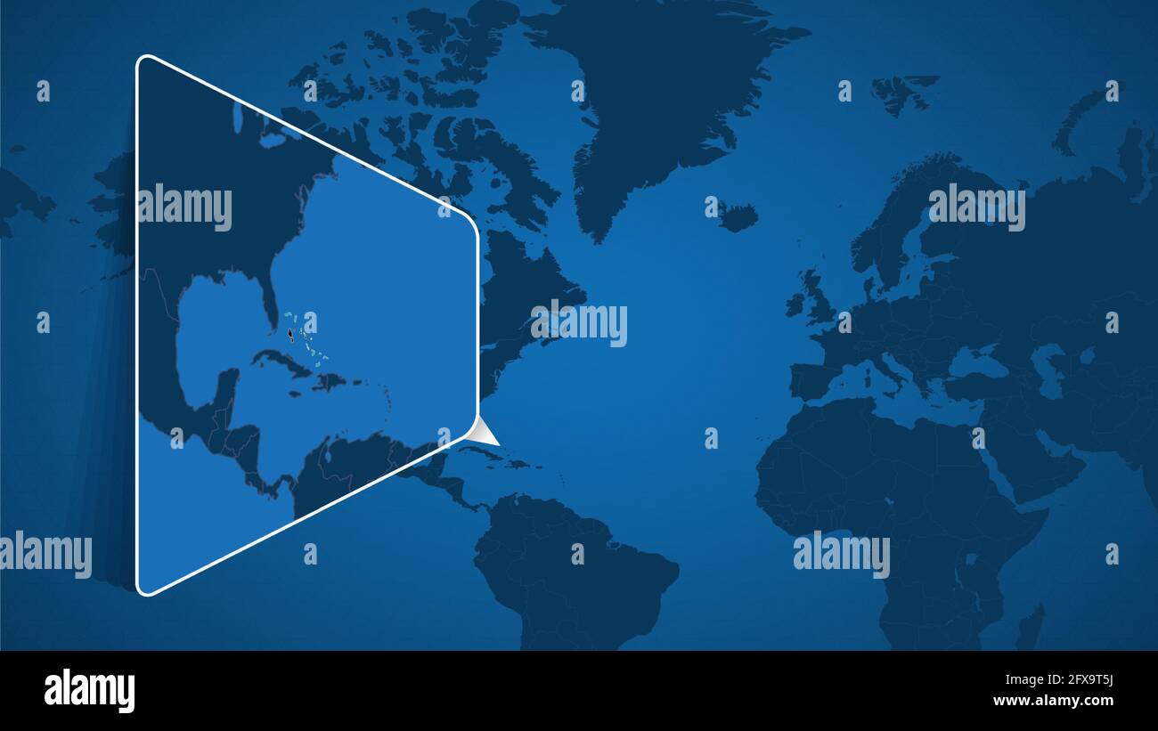 Location of The Bahamas on the World Map with Enlarged Map of The ...