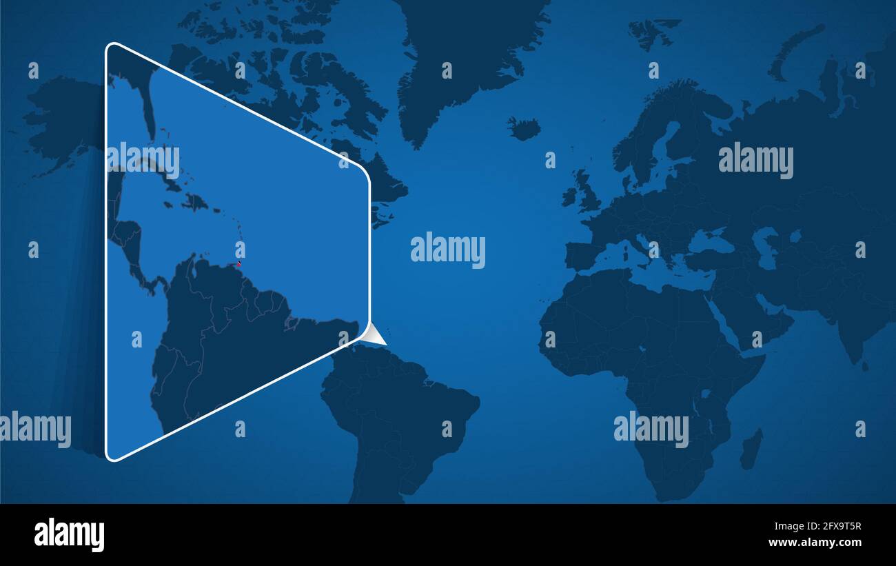 Location of Trinidad and Tobago on the World Map with Enlarged Map of ...