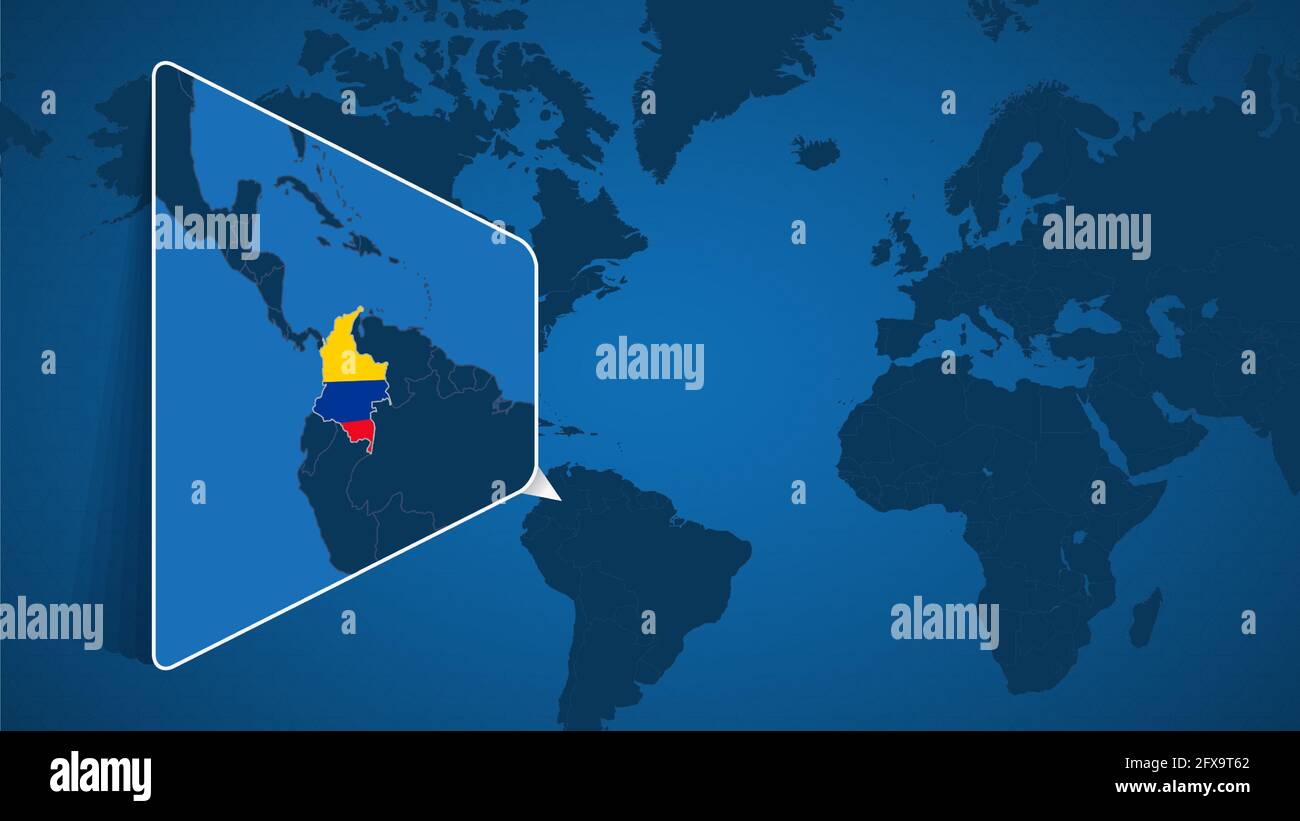 Location of Colombia on the World Map with Enlarged Map of Colombia ...