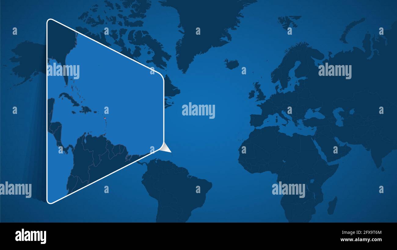 Location of Antigua and Barbuda on the World Map with Enlarged Map of ...