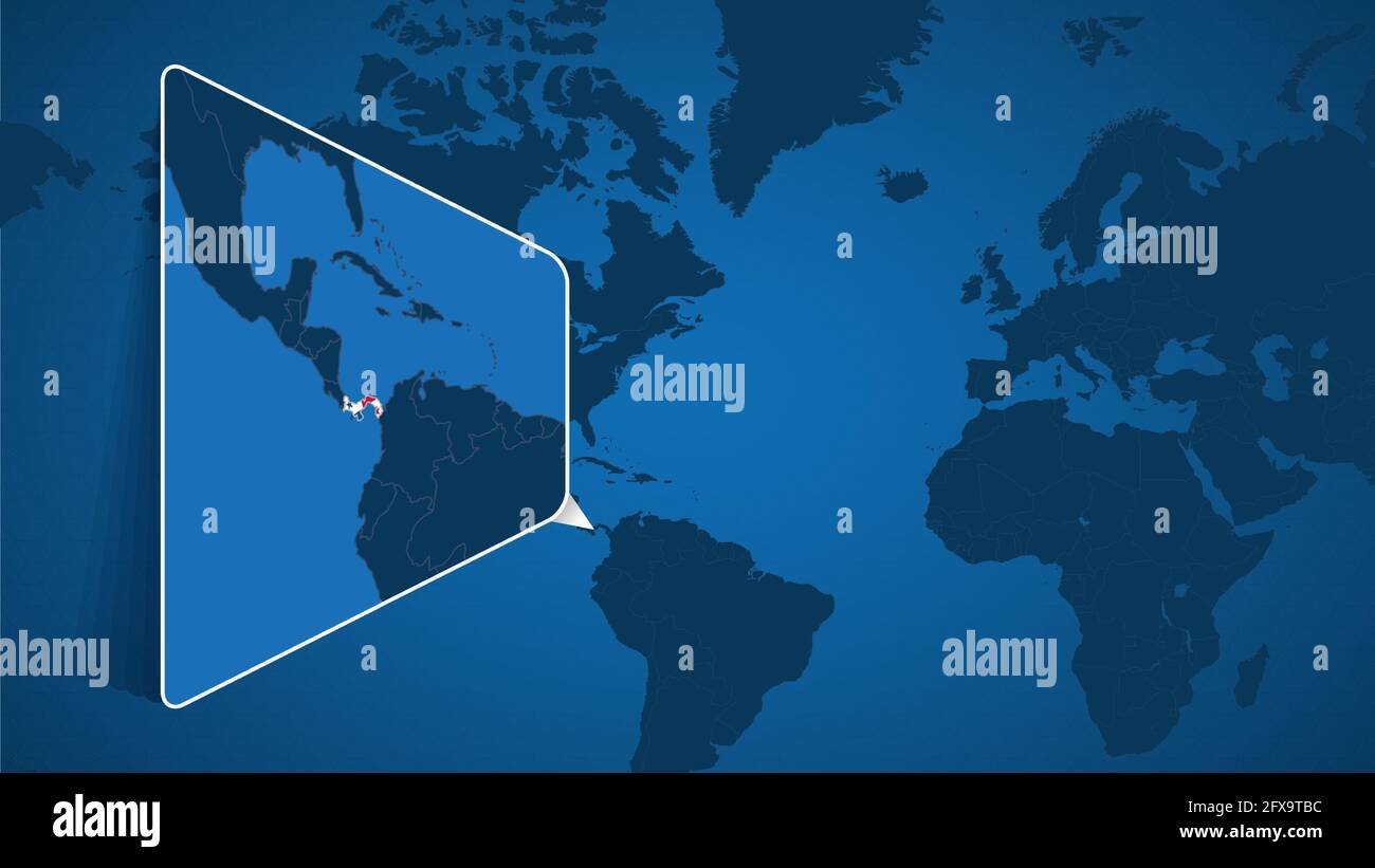 Location of Panama on the World Map with Enlarged Map of Panama with ...