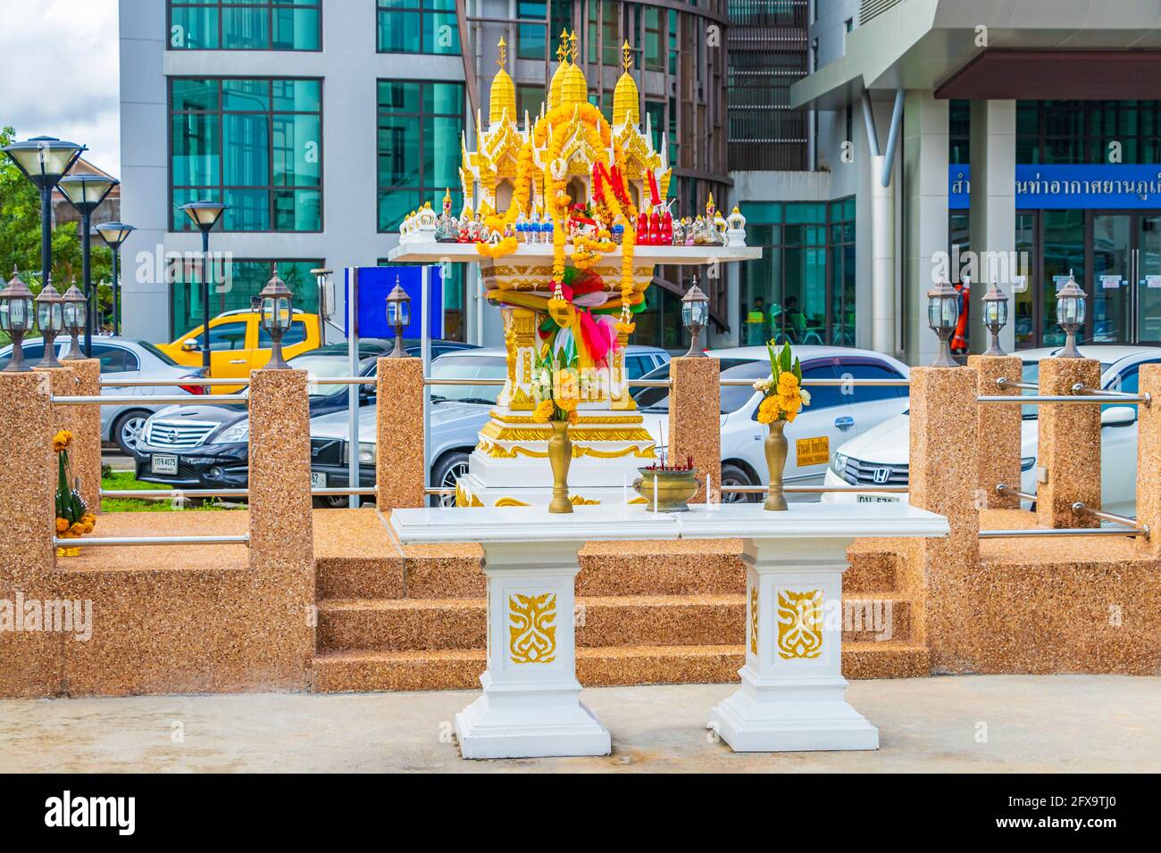 Phuket Thailand 10. October 2018 Golden household god shrine at Phuket ...
