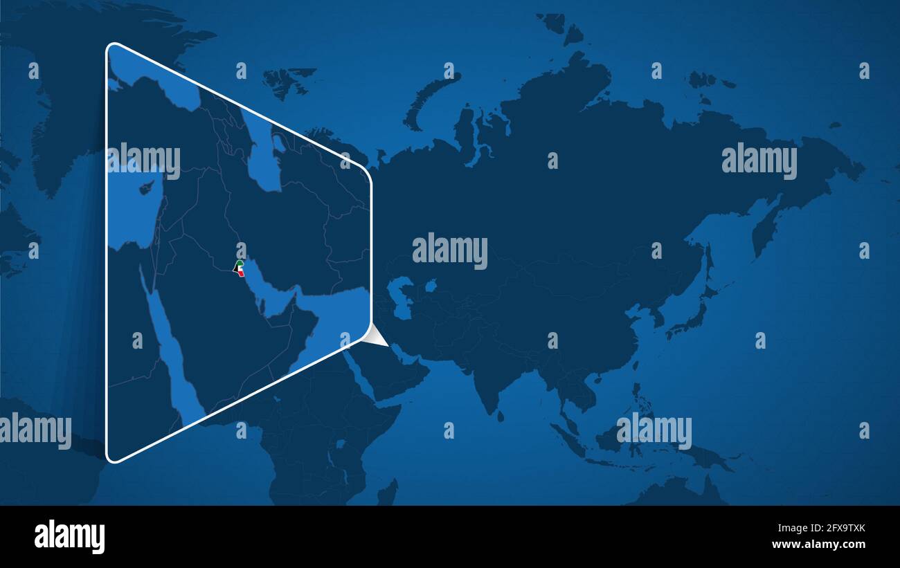 Location of Kuwait on the World Map with Enlarged Map of Kuwait with ...