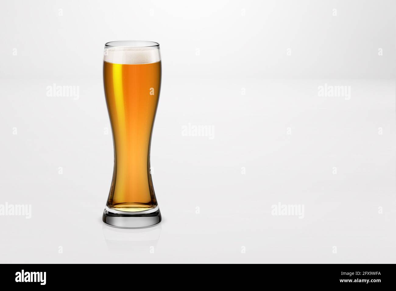 3D rendering of a glass of light beer isolated on white background ...