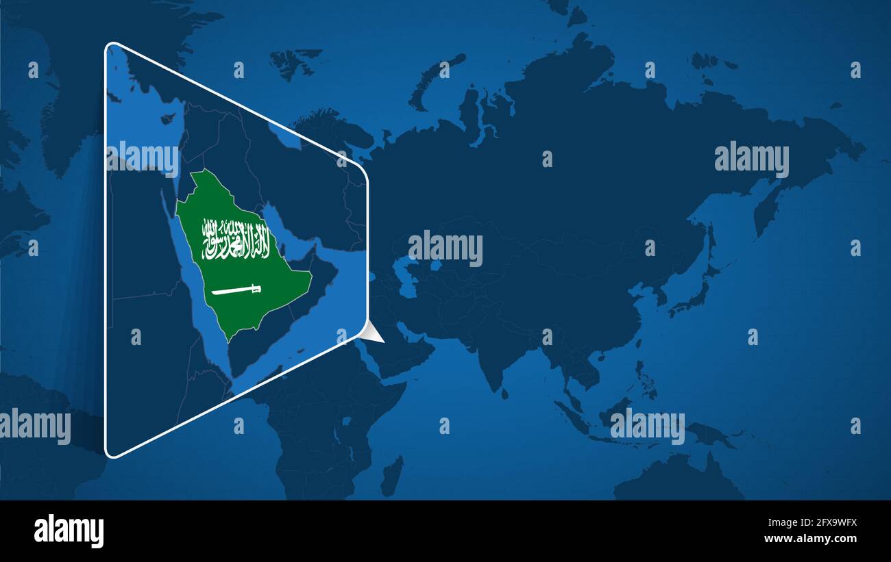 Location of Saudi Arabia on the World Map with Enlarged Map of Saudi ...