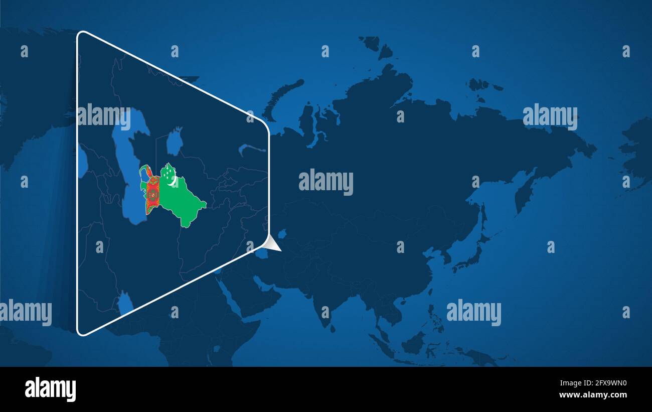 Location of Turkmenistan on the World Map with Enlarged Map of ...