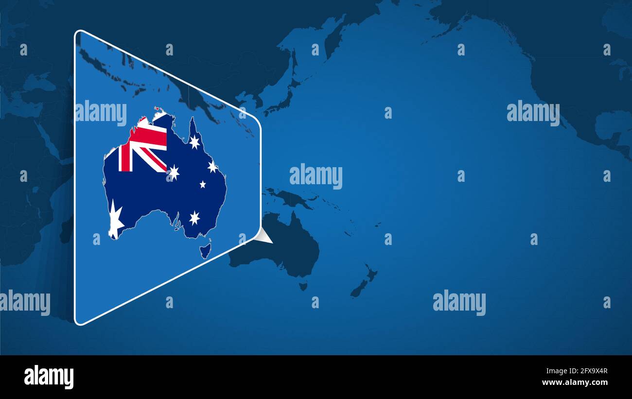 Location of Australia on the World Map with Enlarged Map of Australia ...