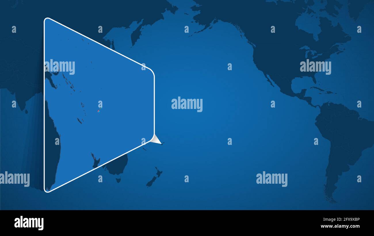 Location of Fiji on the World Map with Enlarged Map of Fiji with Flag ...