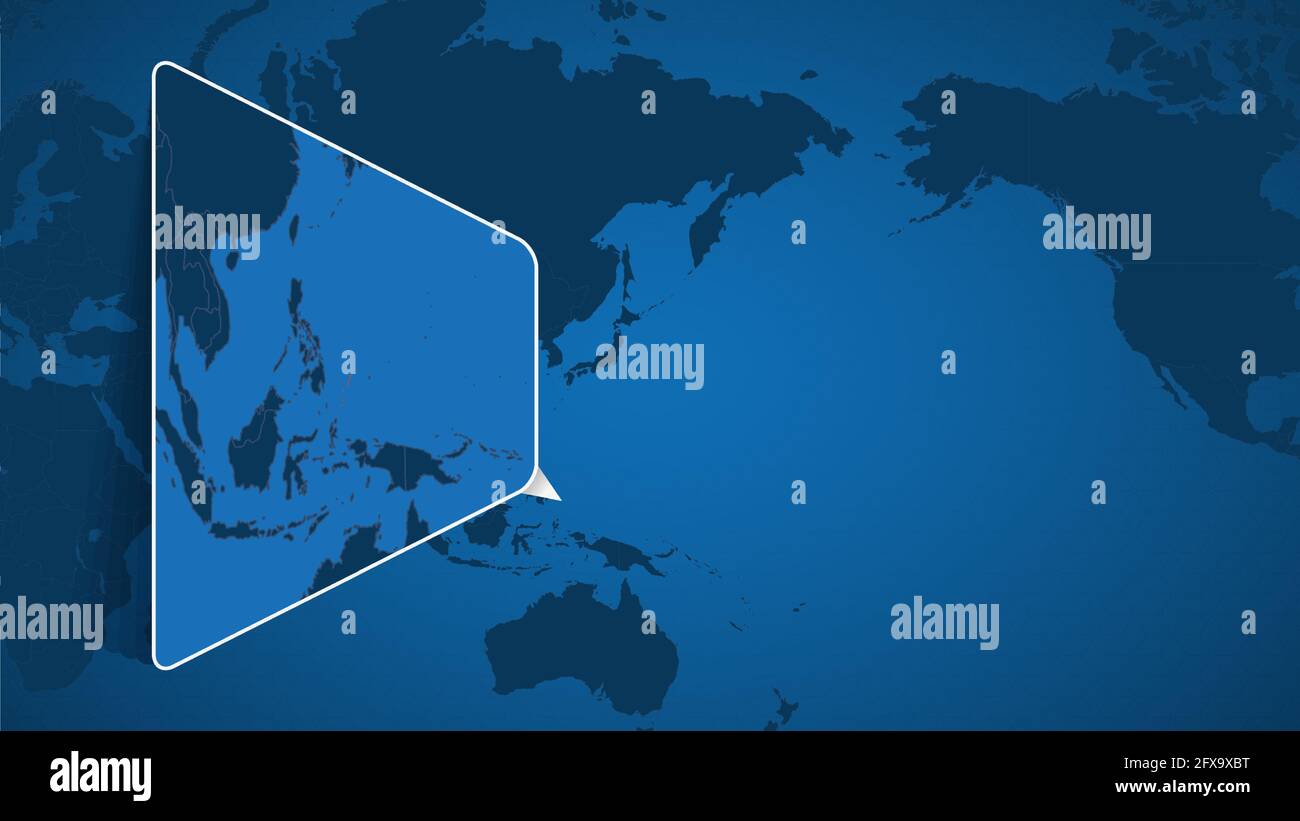 Location of Palau on the World Map with Enlarged Map of Palau with Flag ...
