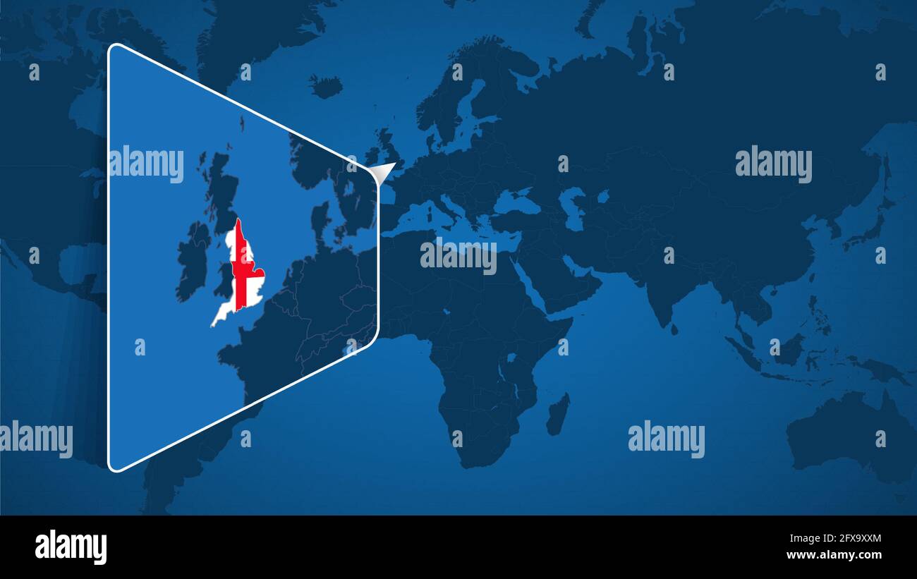 Location of England on the World Map with Enlarged Map of England with ...