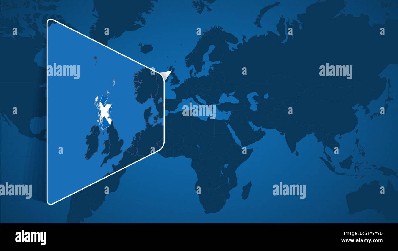 Location of Scotland on the World Map with Enlarged Map of Scotland ...