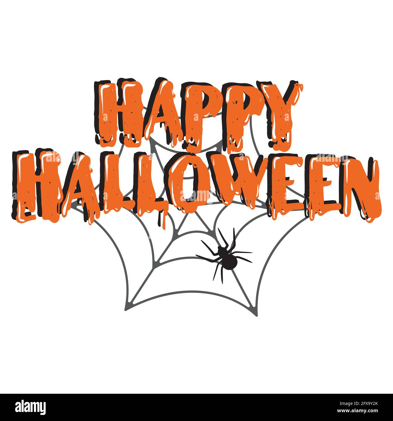 Happy Halloween vector lettering. Holiday calligraphy with spider and ...