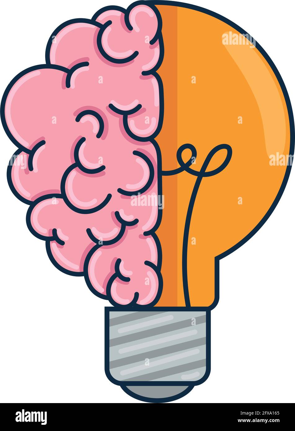half brain and light bulb Stock Vector Image & Art - Alamy