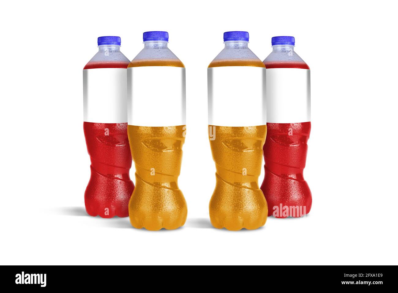 Non-alcoholic beverage bottles isolated on white background. 3D ...