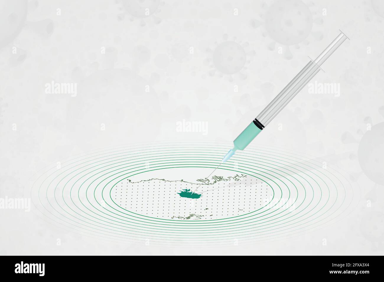Iceland vaccination concept, vaccine injection in map of Iceland ...