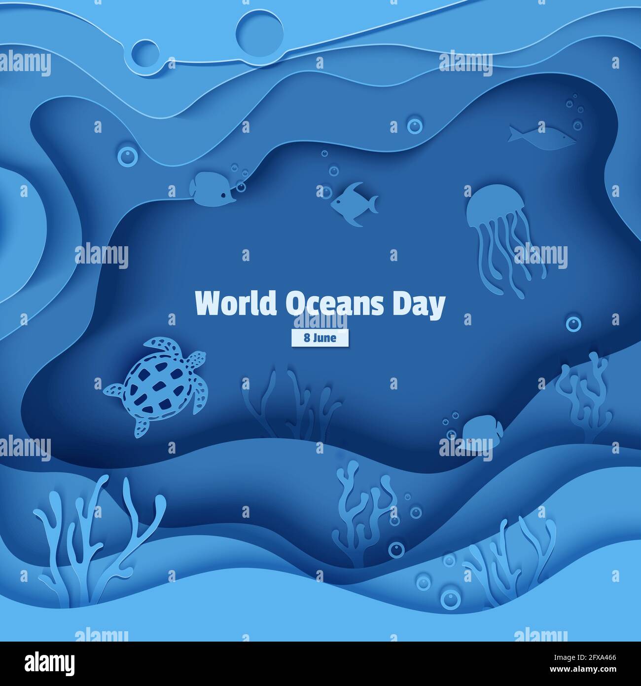 Paper cut butterflyfish, jellyfish, moonfish, turtle. Paper craft ...